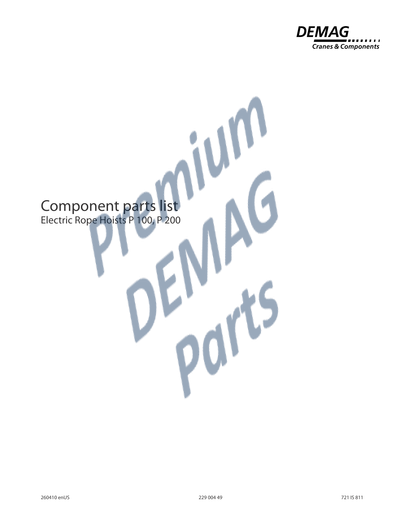 Parts List Electric Rope Hoist P100-P200 – Premium DEMAG Parts